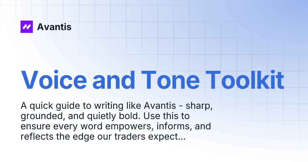 Voice and Tone Toolkit | Avantis